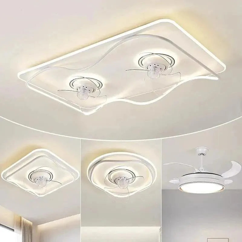 Sleek Folding Ceiling Fan with LED Lighting and Control for Living ...